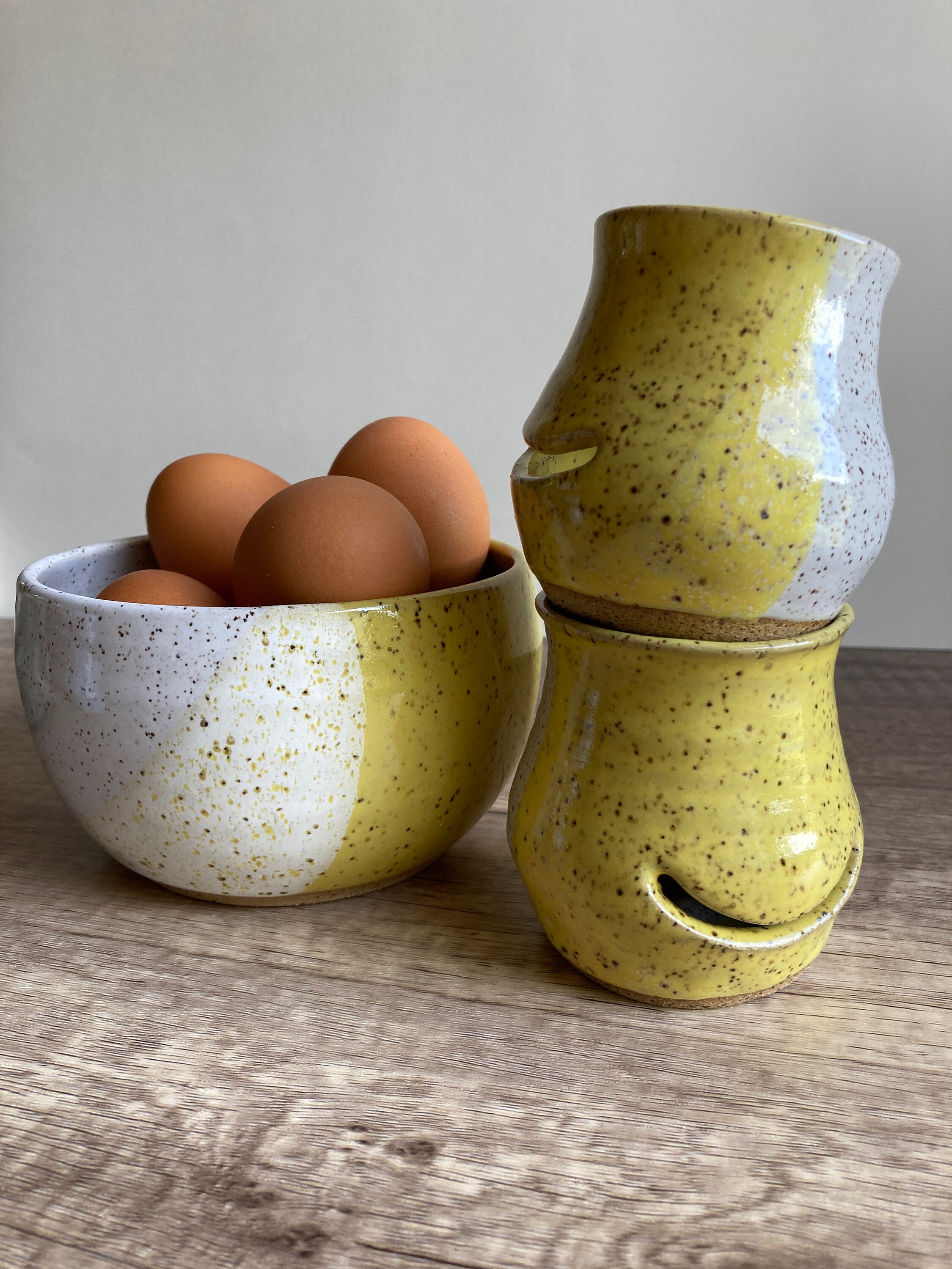 Egg Separators yellow Stoneware Dish - Etsy