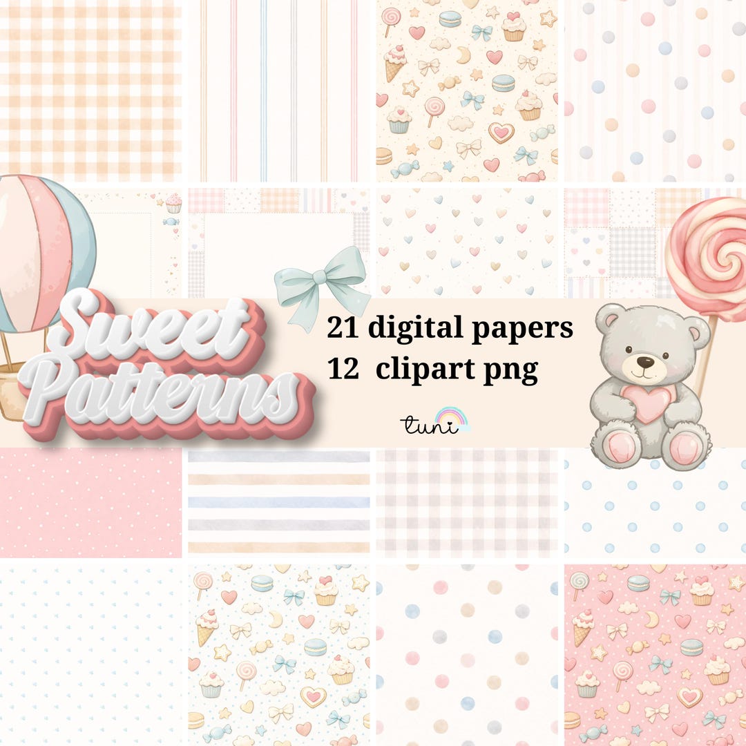 Sweet Digital Paper Pack | Cute Baby Patterns | Pastel Kids Digital ...