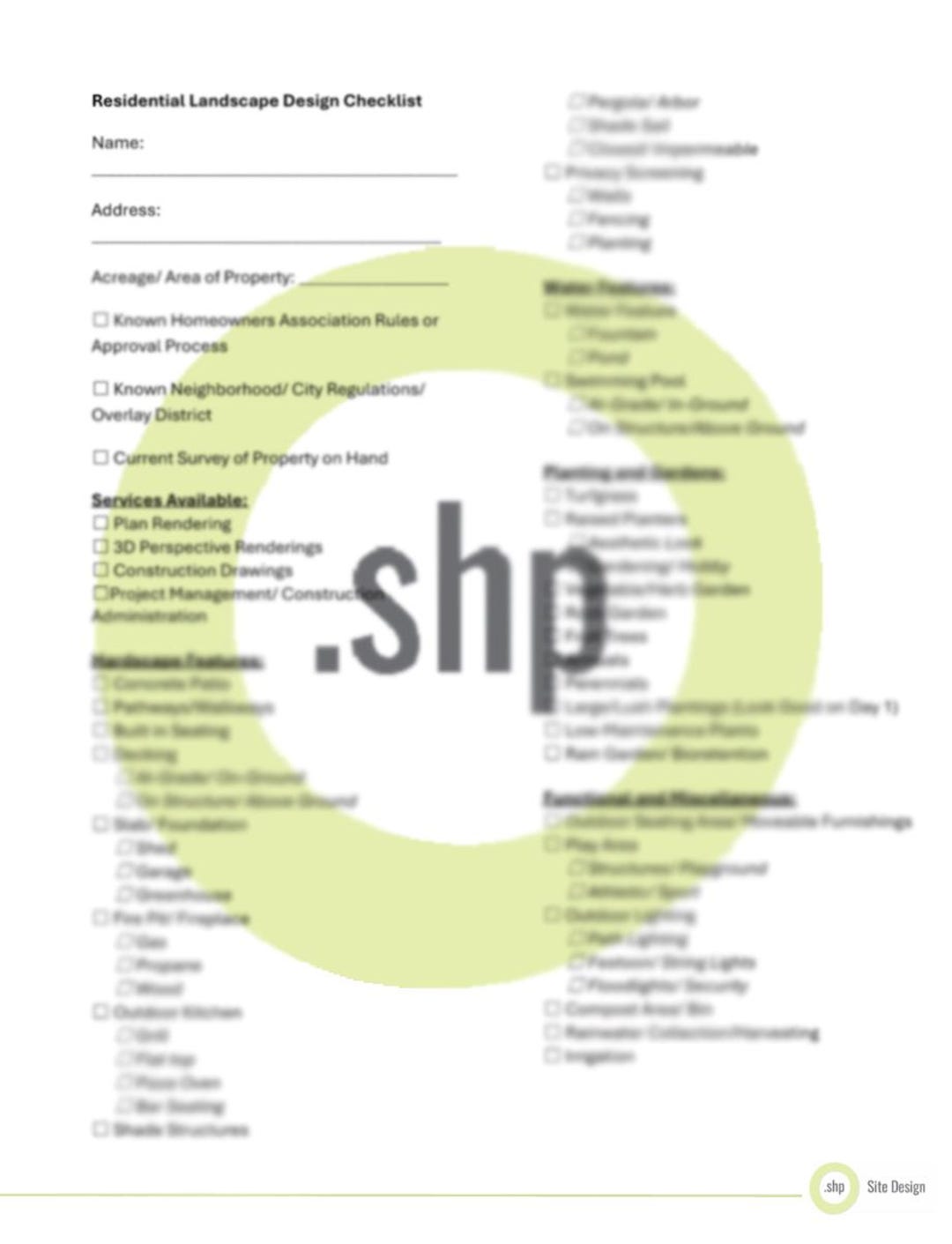 Residential Landscape Design Checklist - Etsy