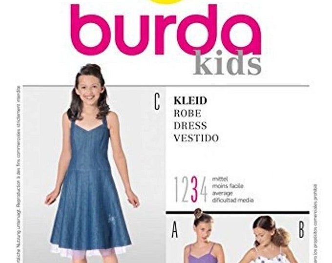 Burda Kids Pattern #9697~girls Dresses-overskirt, Spaghetti Strap~girls ...