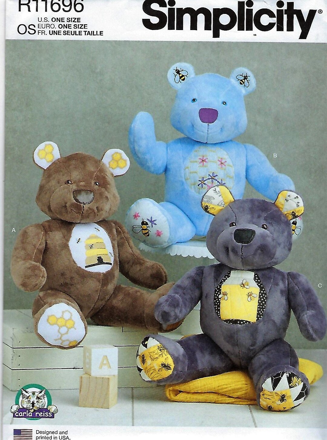 Simplicity Carla Reiss Design Pattern #9731/r11696~stuffed 18” Honey ...