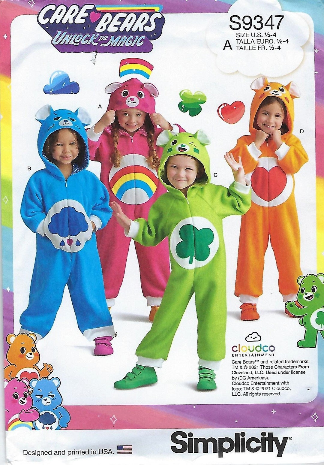 Simplicity Care Bears Pattern #9347~toddlers' Animal Costume~toddler Sz ...