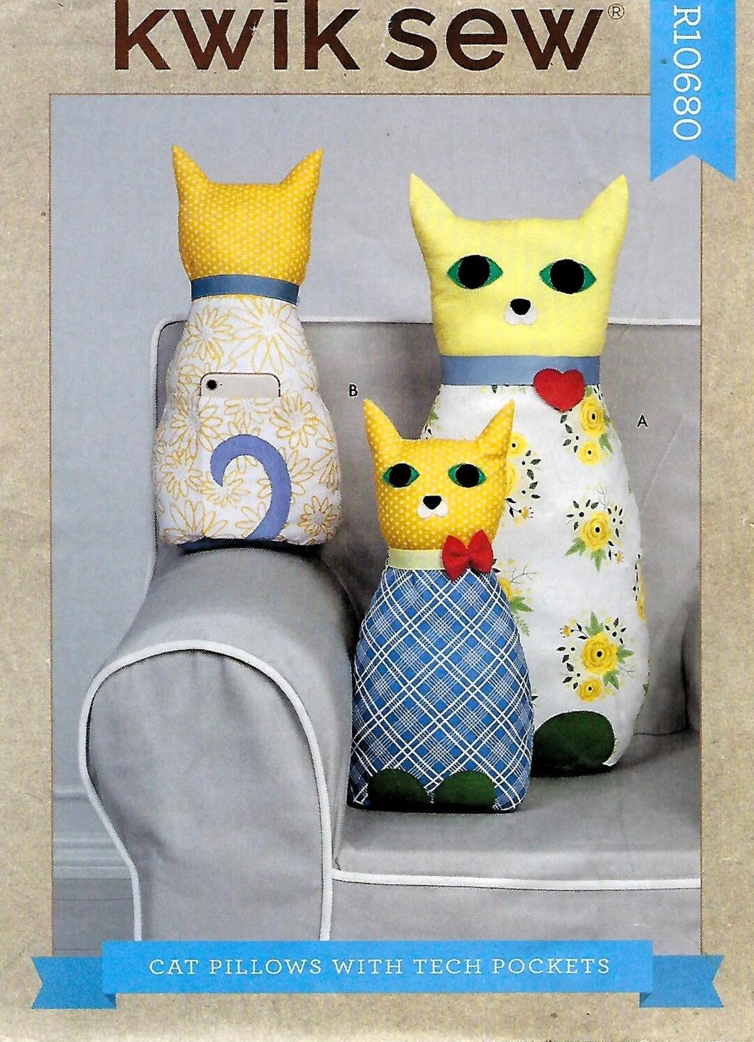 Kwik Sew Cat Pillow Sewing Pattern With Tech Pockets (out of Print) - Etsy