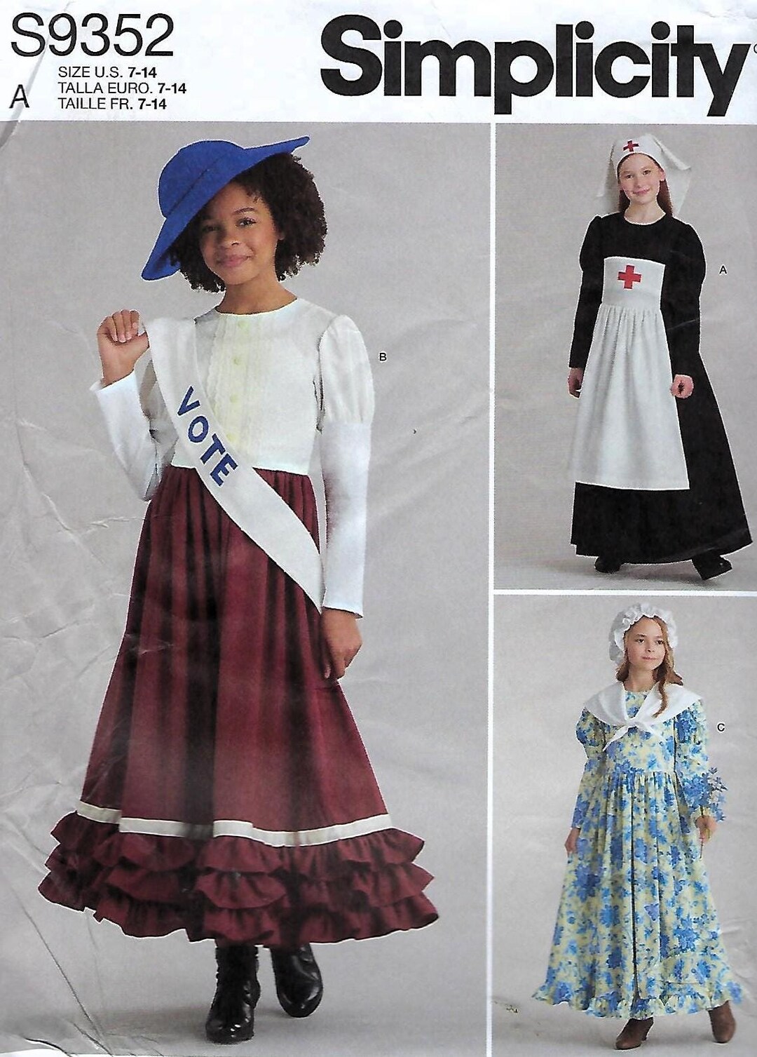 Simplicity Costume Pattern #9352~girls Historical Characters~nurse ...