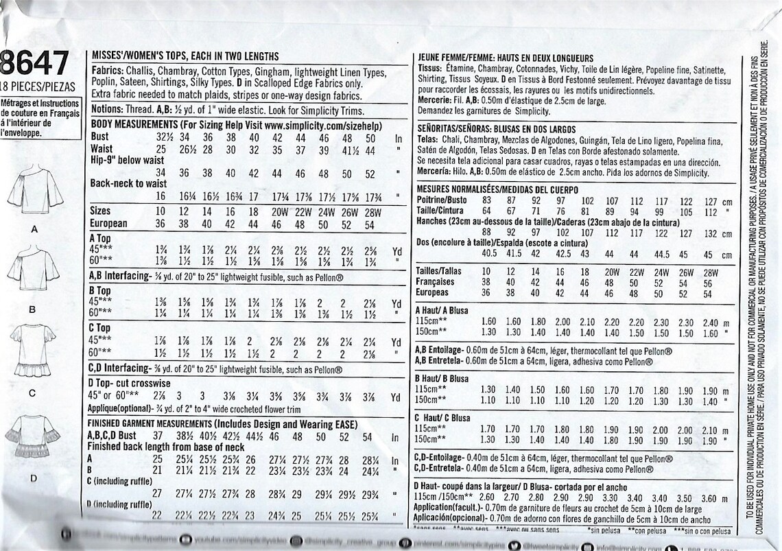 Simplicity Easy to Sew Pattern 8647misses'/women's | Etsy