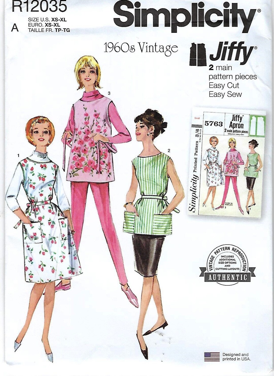 Simplicity Vint 1960s Pattern#9906/r12035~1960s Jiffy Pattern Apron,2 ...