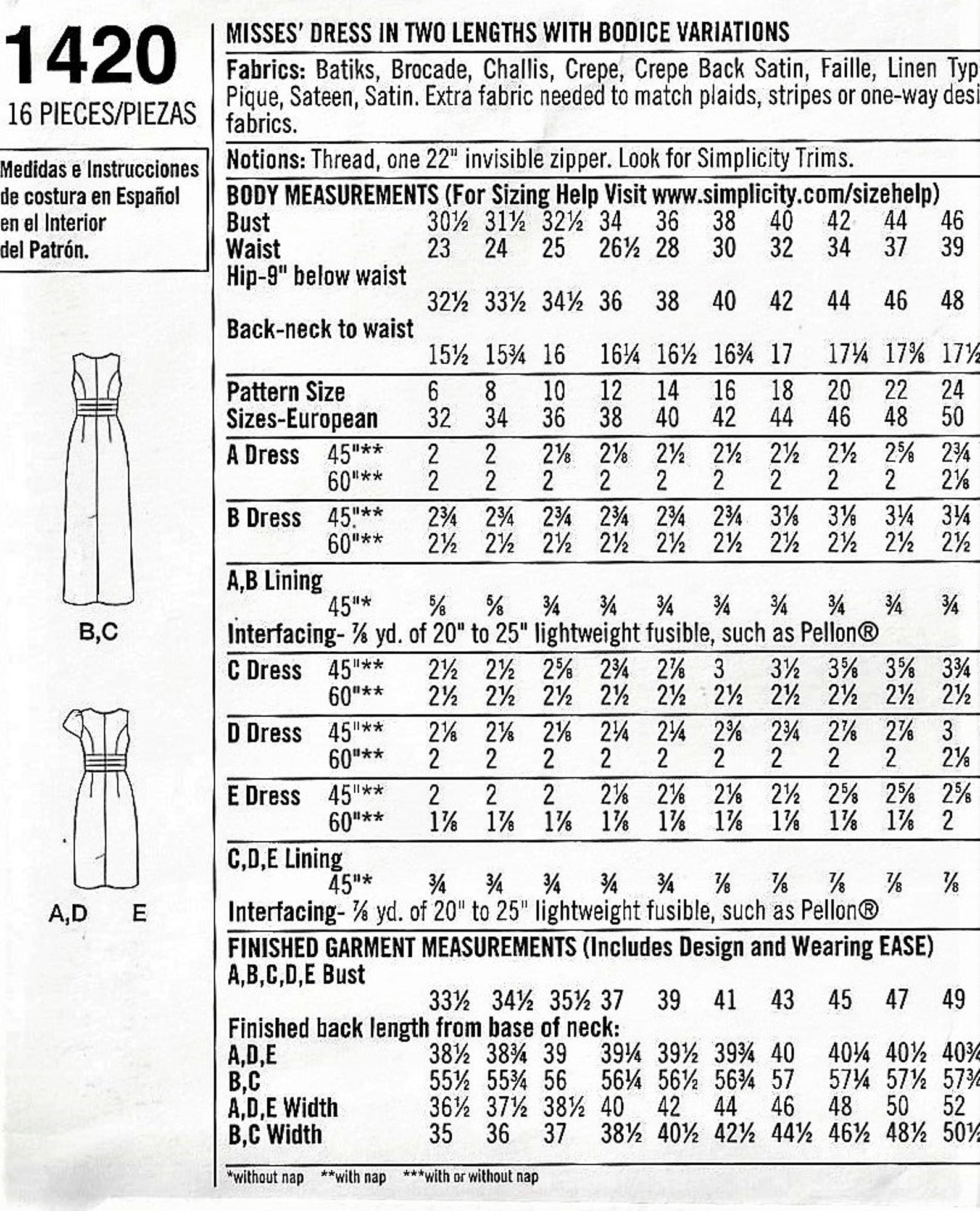 Simplicity Pattern 1420 Misses' Designer Inspiration - Etsy