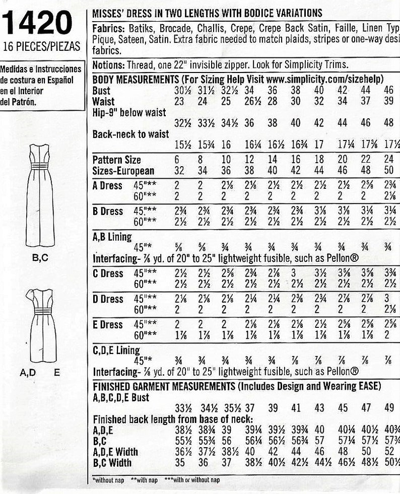 Simplicity Pattern 1420 Misses' Designer Inspiration - Etsy