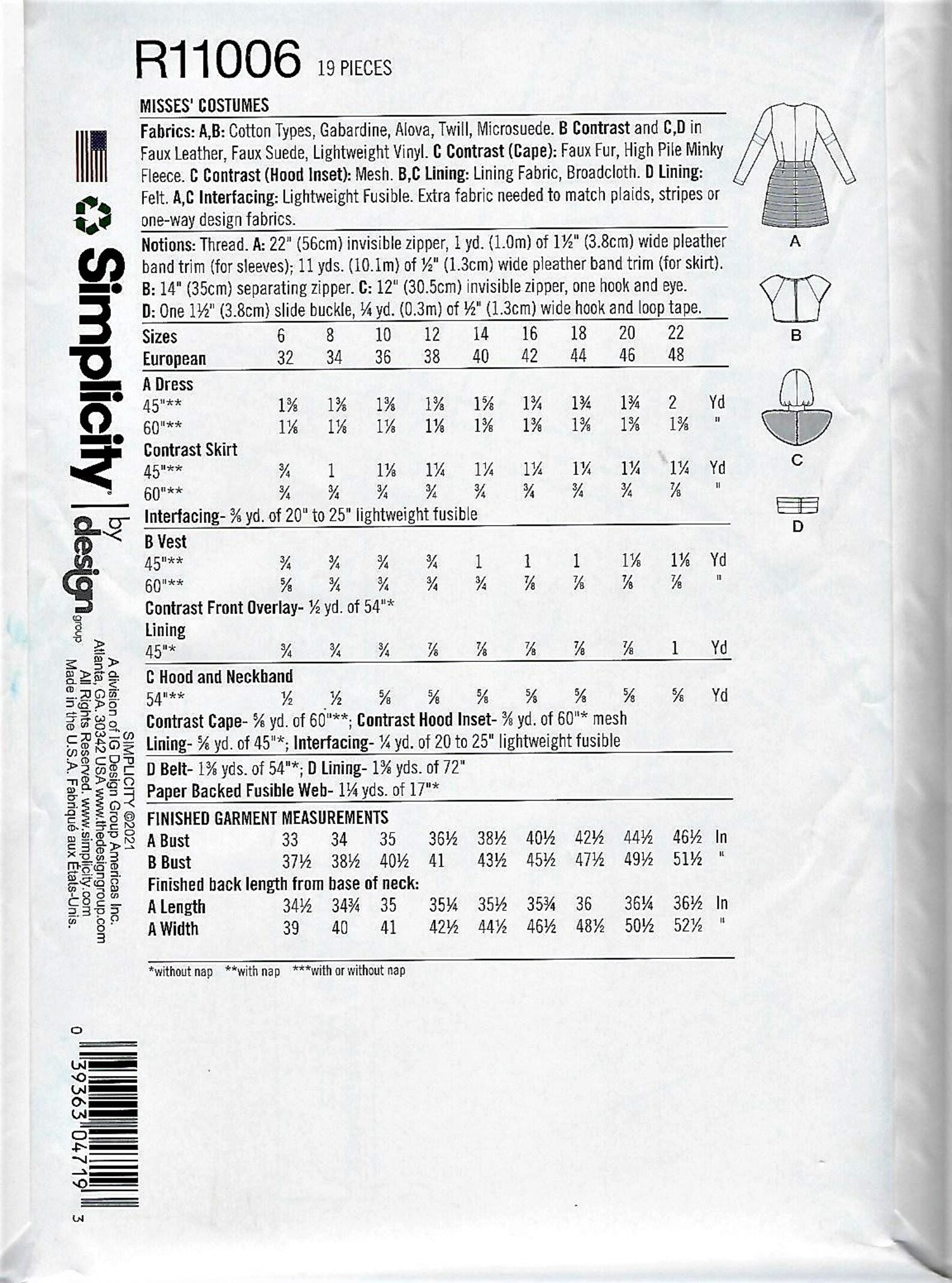 Simplicity Fantasy & Cosplay Pattern 9250/r11006misses Tough - Etsy