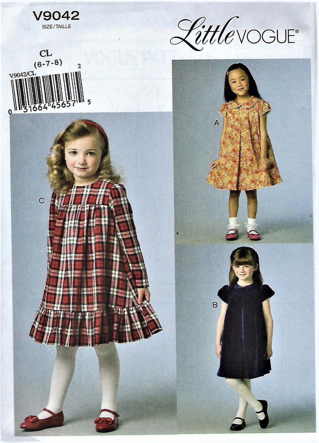 New Little Vogue Pattern #V1857~CHILDREN'S/GIRLS' Gathered Cap Sleeve ...