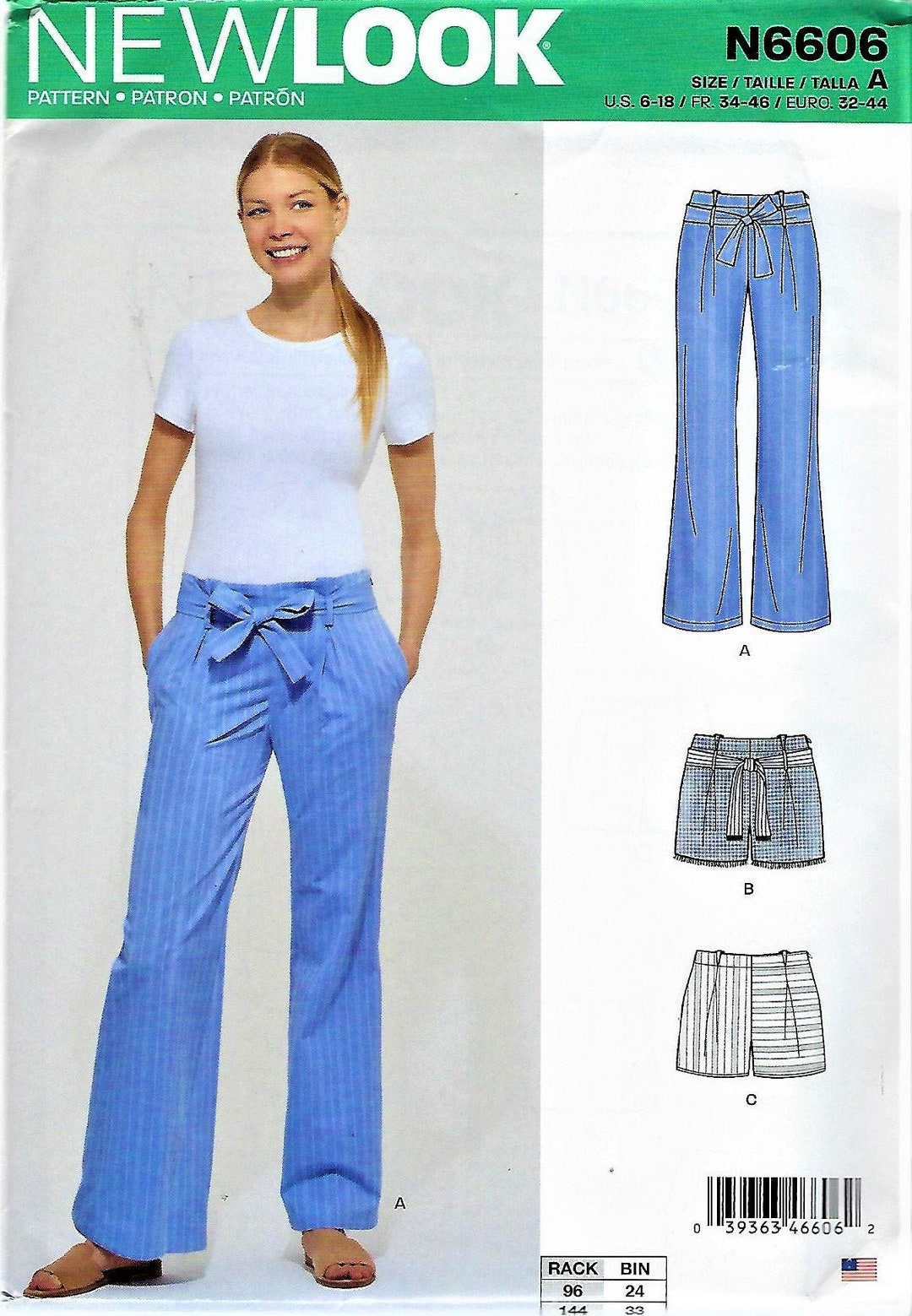 Simplicity New Look 6606 Sewing Pattern: Misses Trousers or Shorts Sz 6 ...