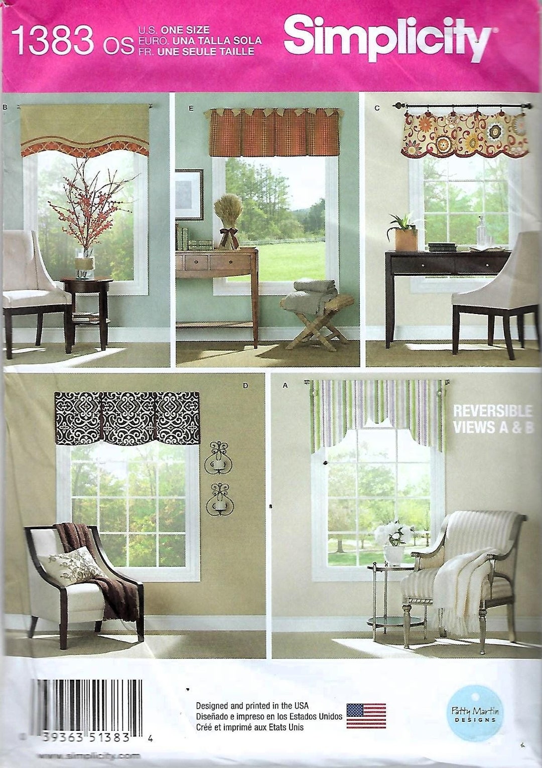 Simplicity Pattern 1383window Valances Sewing Patterns, 36'' to 40''uncut F Fold - Etsy