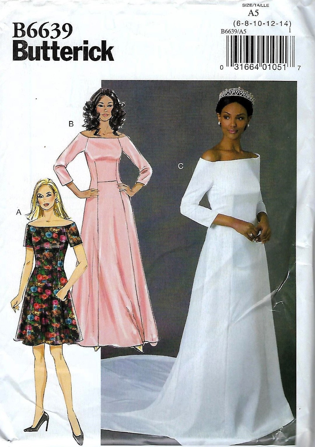 Butterick Pattern #b6639~misses Formal or Bridal Gowns~misses Sz 6-14 ...