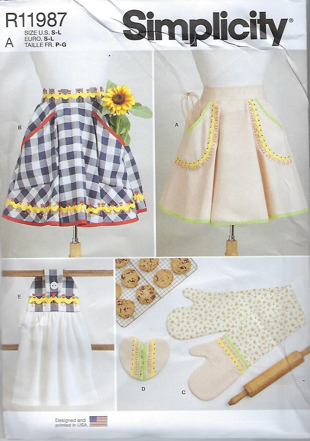 Simplicity Sewing Pattern 9873 Apron and Kitchen Accessoriesapron Sz ...