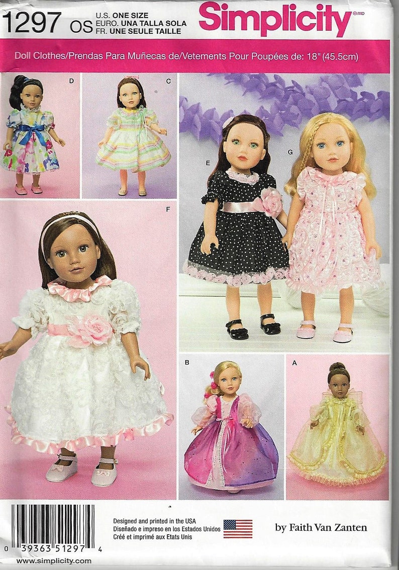 New Simplicity Pattern 1297dresses for 18 Doll by - Etsy