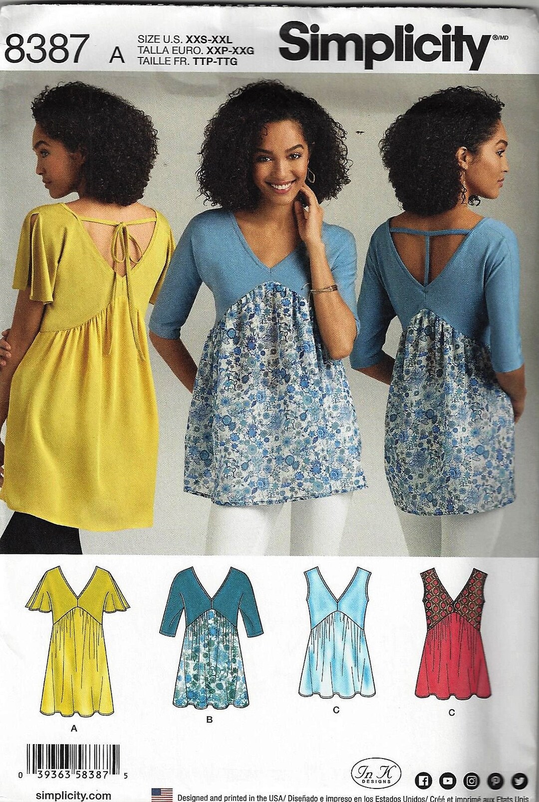 Simplicity Pattern 8387 Misses' Knit and Woven Top With - Etsy