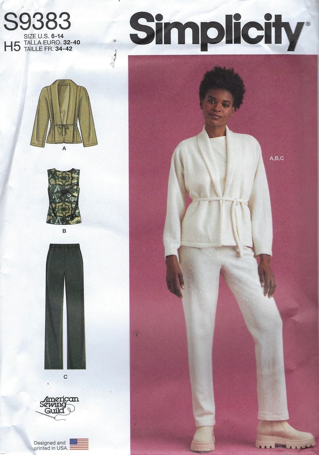 Simplicity Pattern #9383~misses' Jacket, Knit Top and Trousers~6-14 or ...
