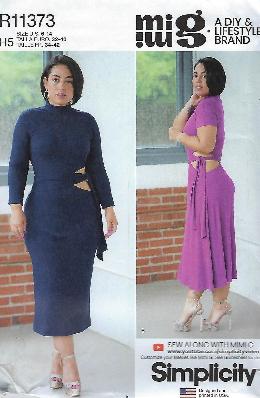 Simplicity Mimi G Pattern 9370/R11373 Misses' Knit Dress With Sleeve ...