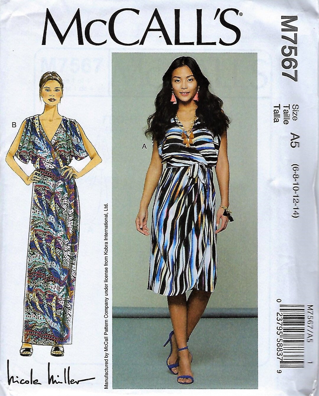 Mccalls OOP NICOLE MILLER Pattern #m7567~misses' Wrap-style Dresses and ...