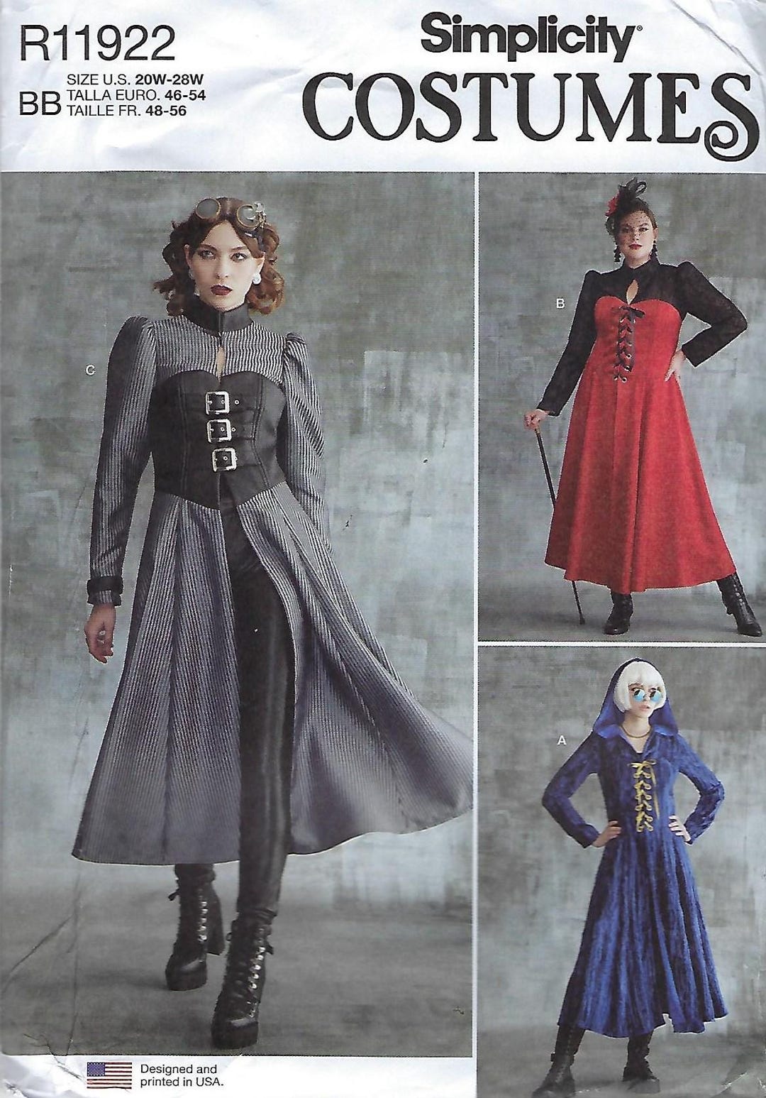 Simplicity Cosplay Costume Pattern: Corset Dress, Goth Muse (sz 10-28 ...