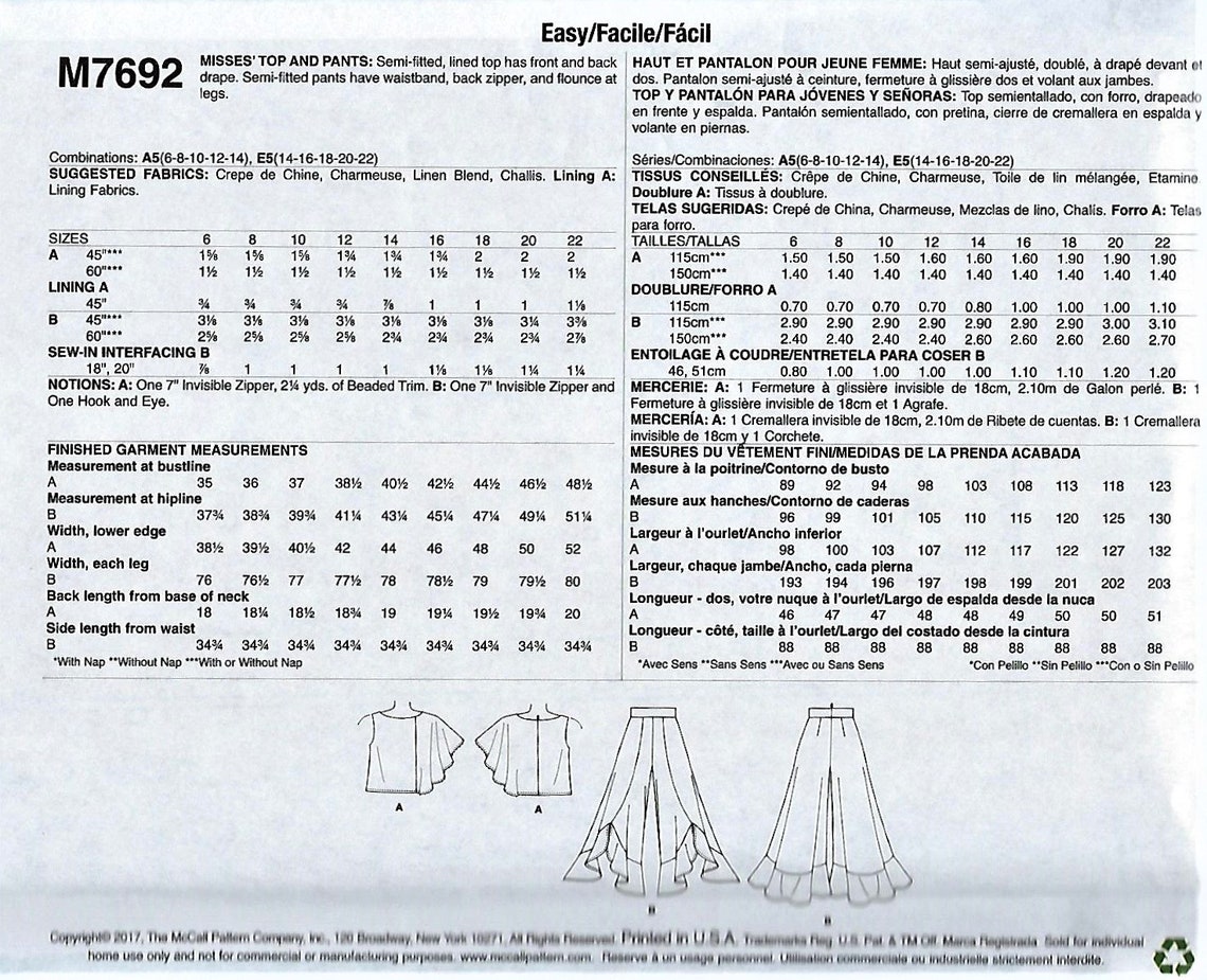 Mccall's NICOLE MILLER Patternm7692misses' Draped - Etsy