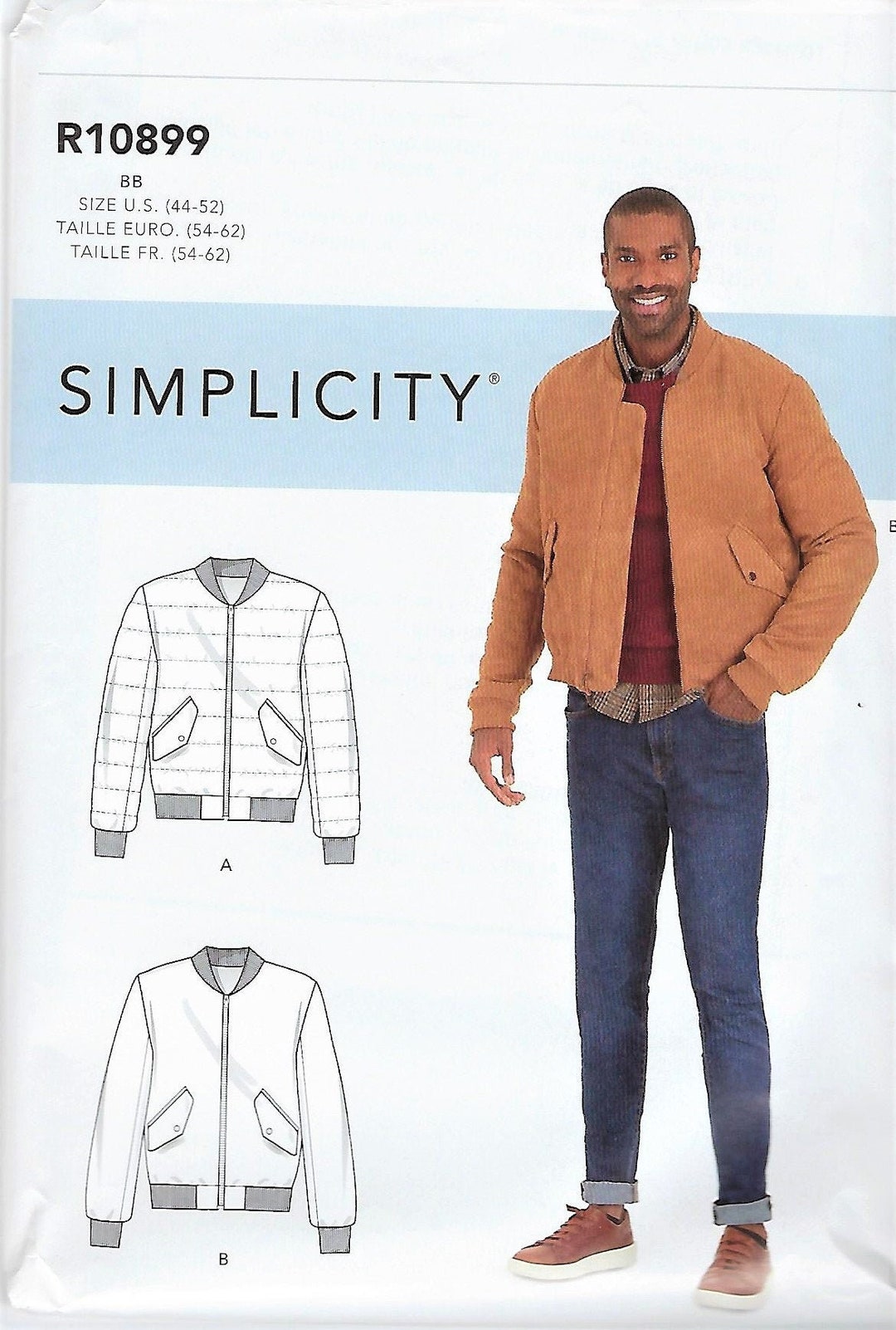 Simplicity #9190/r10899~mens' Jacket~men's Relaxed Lined Jacket With ...
