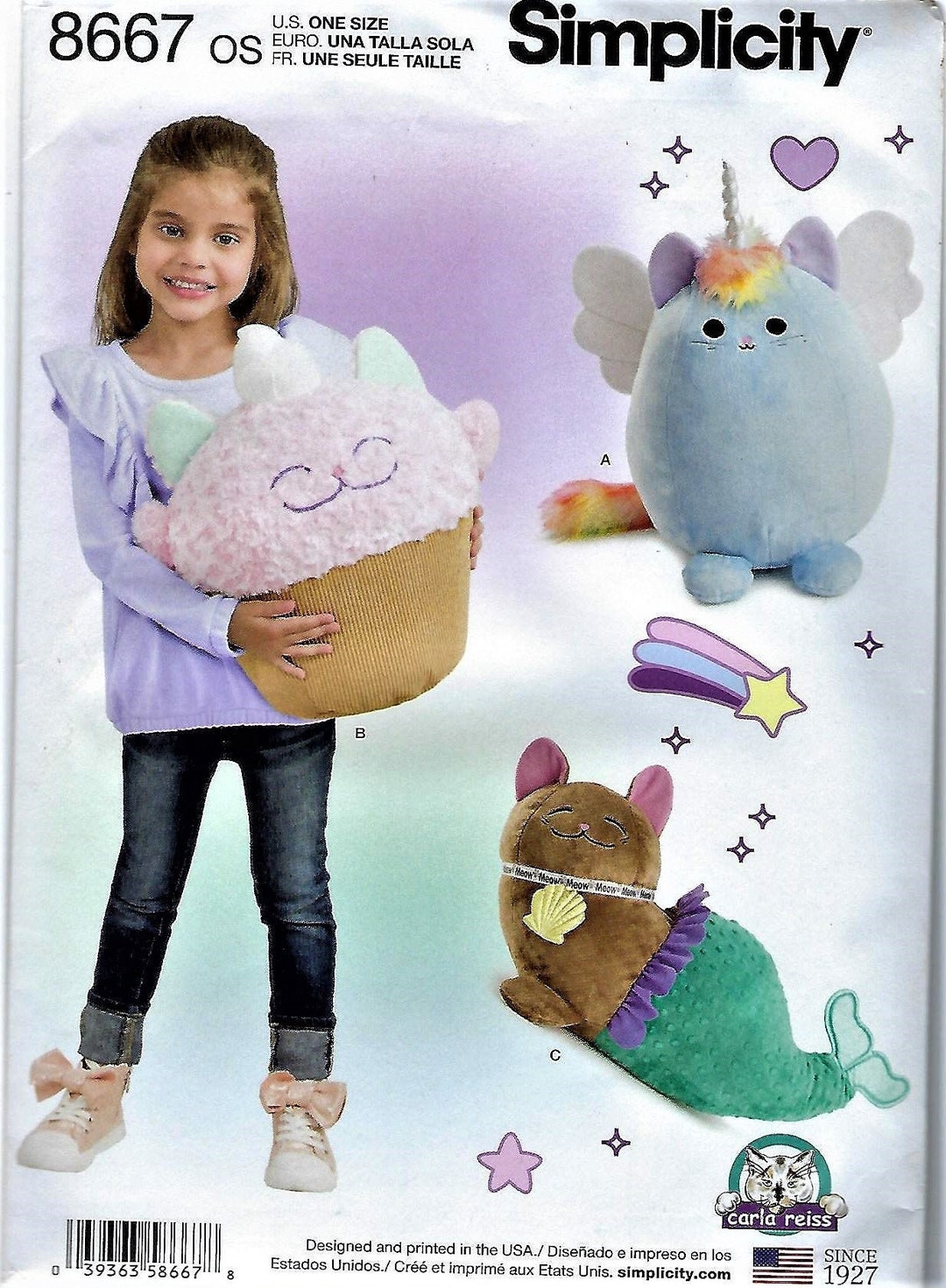 New Simplicity Carla Reiss Design Pattern #8667 Stuffed Kitties-3 ...