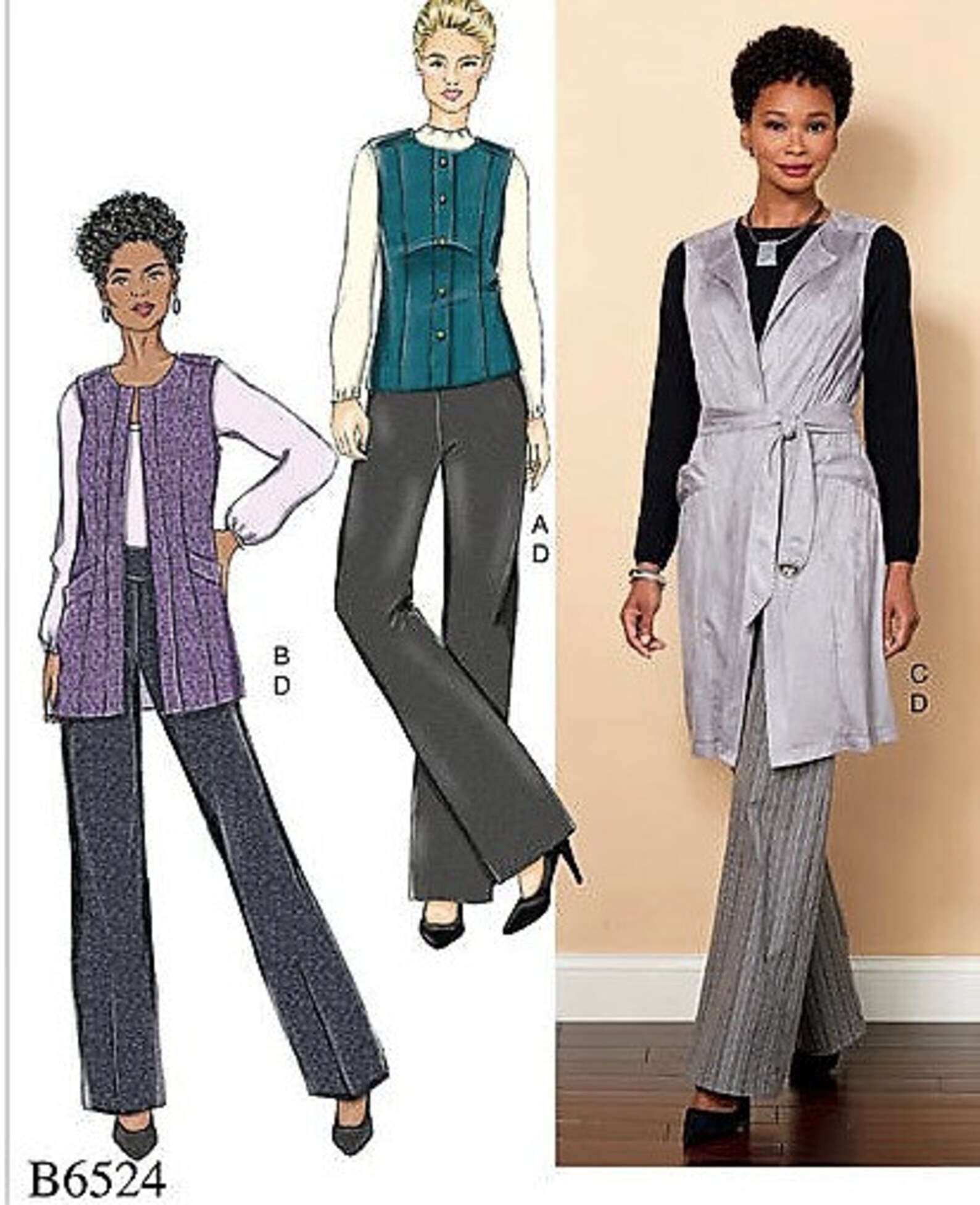 Butterick Pattern b6524misses' Vest Belt and Pantsno - Etsy