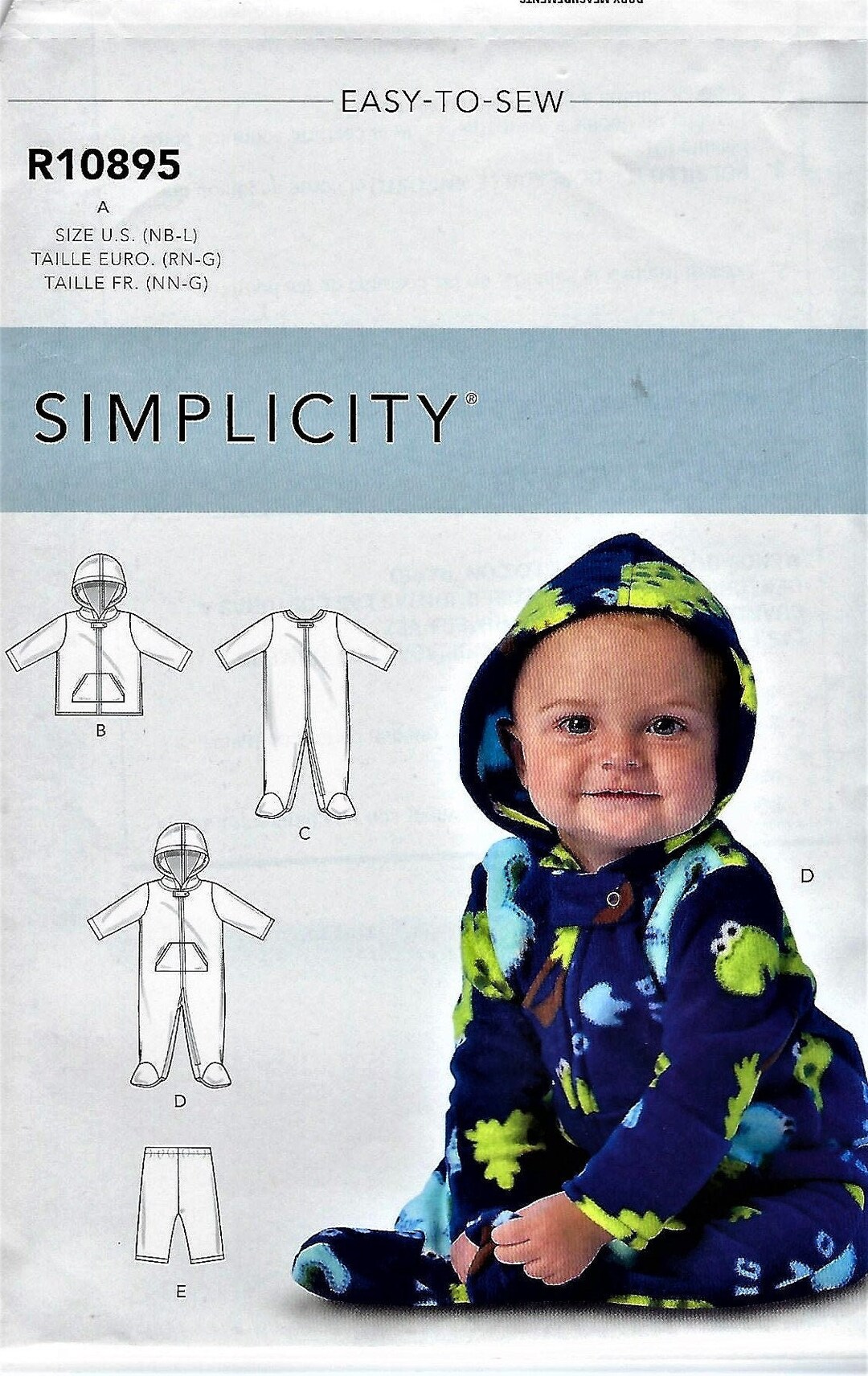 Simplicity 9215/r10895babies' Jackets, Footed Bodysuits & Pants Infant ...