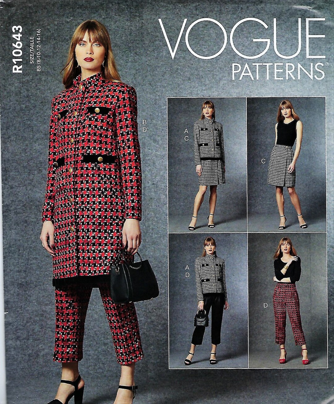 Vogue Pattern v1717/r10643from 2020misses' Semi-fitted, Lined Jacket ...