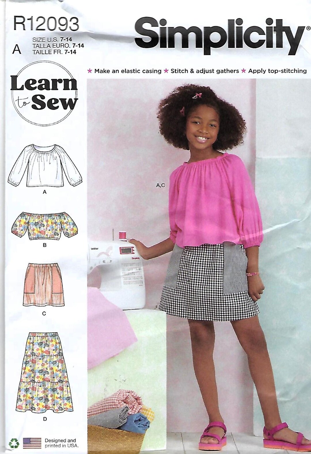 Simplicity Learn to Sew Pattern #9934/R12093~ Girls' Tops and Skirts ...
