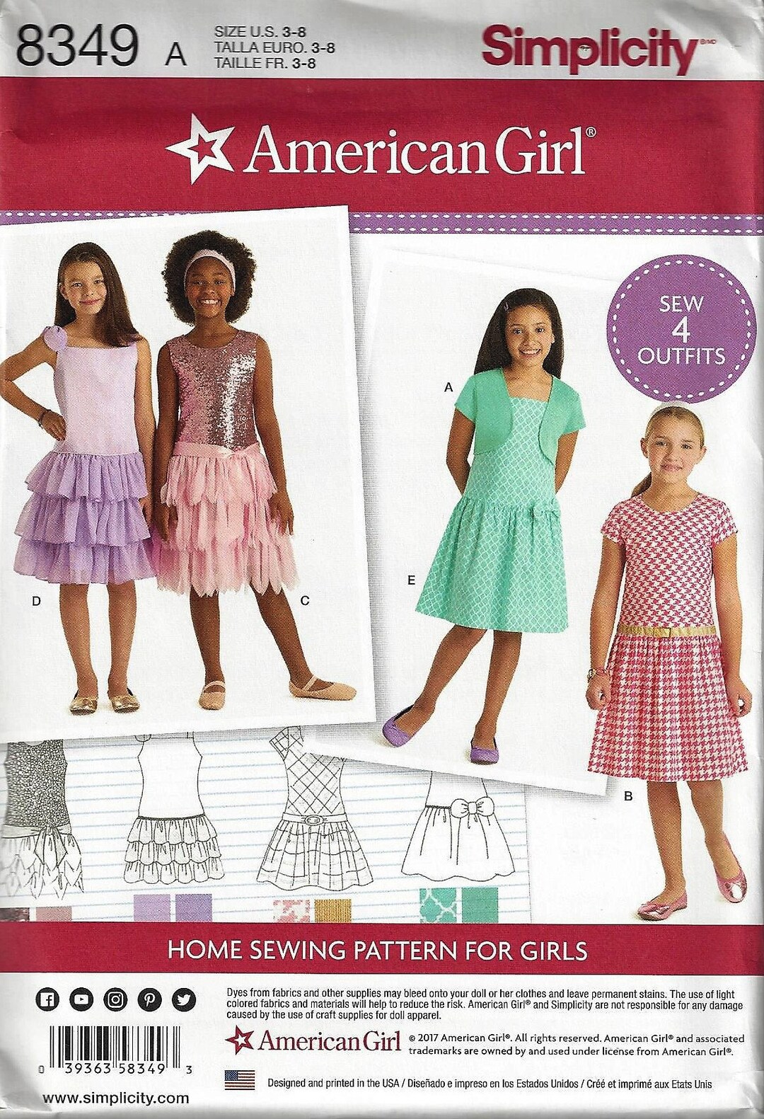 Simplicity Pattern 8349 American Girl Child's Dress and - Etsy