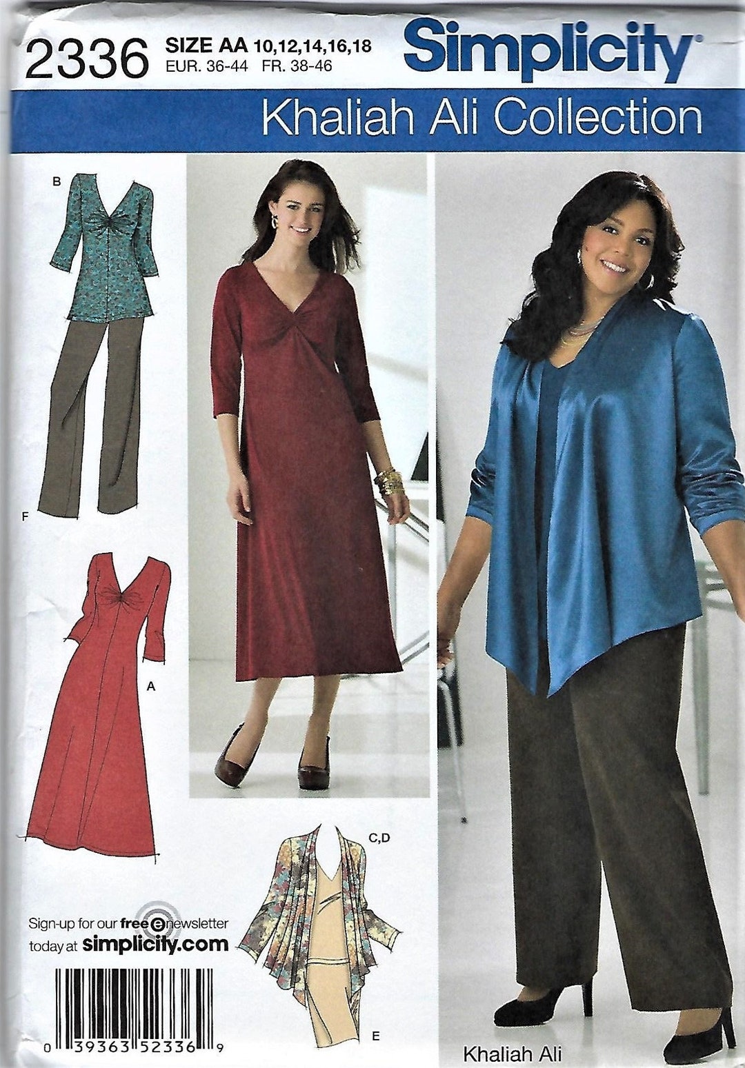 Simplicity Khaliah Ali Pattern #2336~misses Skirt, Jacket, Top, Pants ...