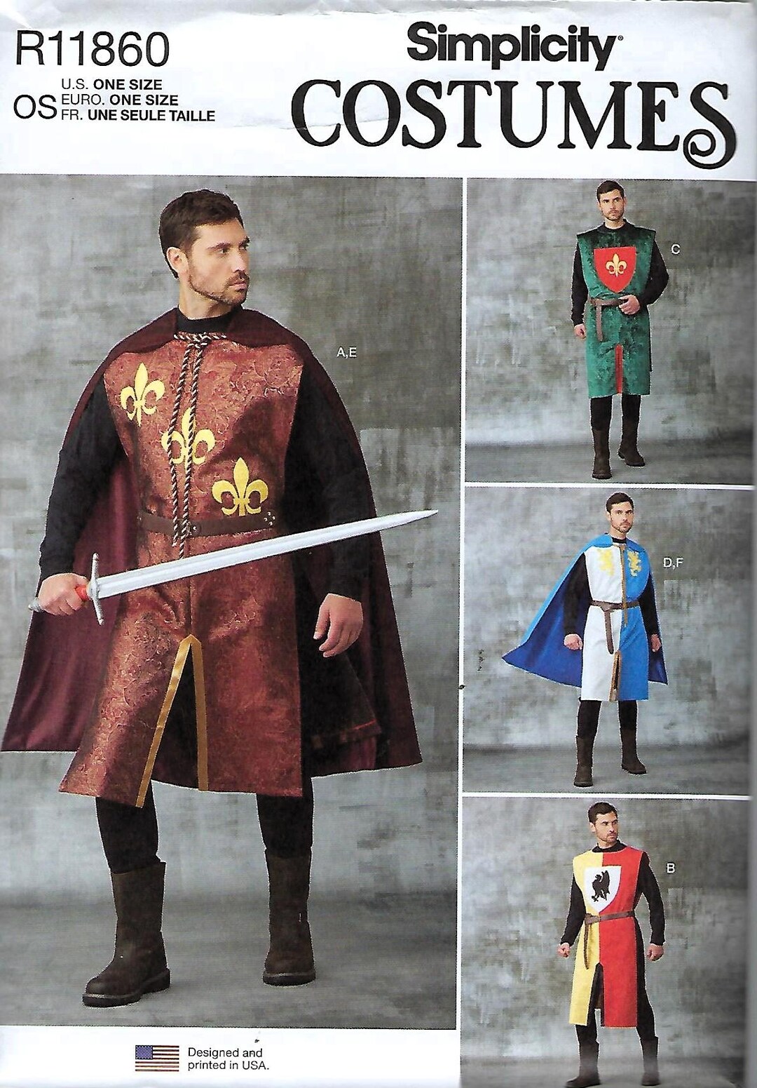 Simplicity Costume Pattern #9775/R11860~ Mens' Unisex Tabards, Capes ...