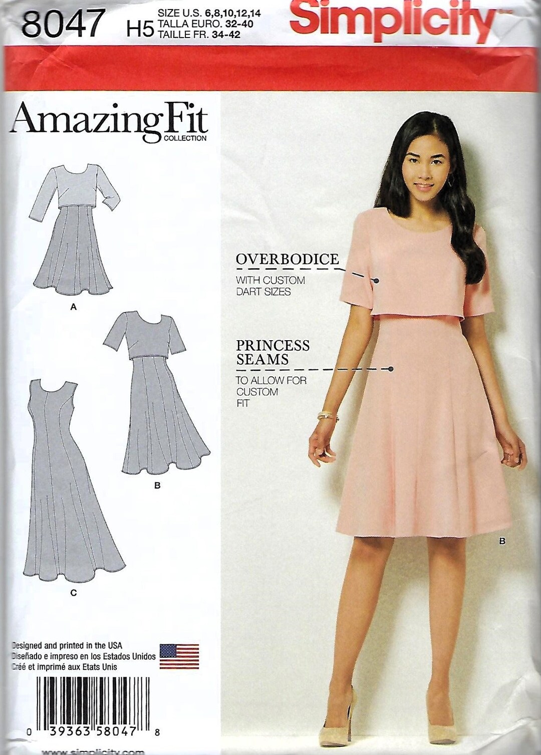 Simplicity Pattern #8047~amazing Fit Misses' Dress in Slim, Average and ...