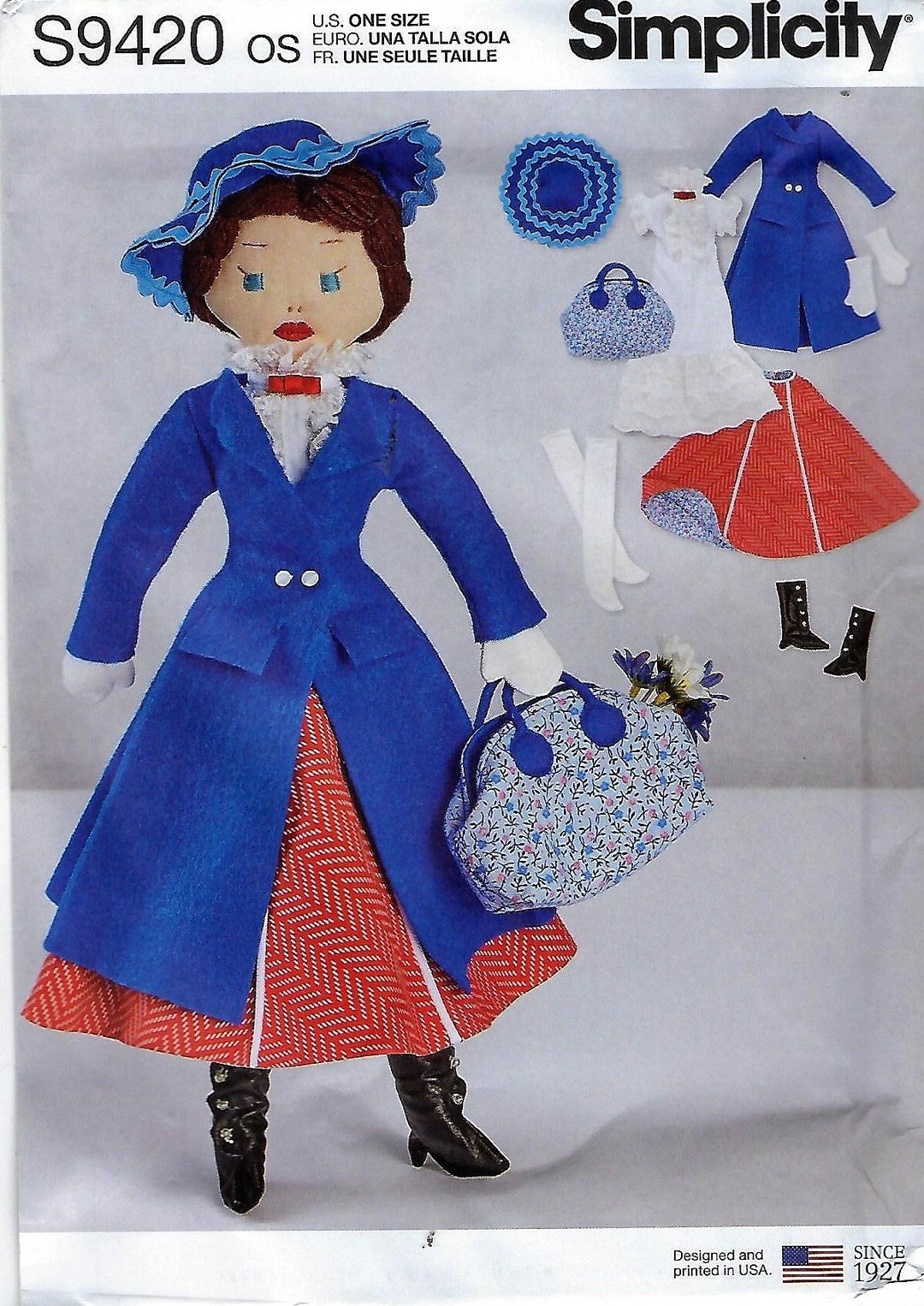 Simplicity Pattern #9420~mary Poppins Style,vintage-style 17 In.cloth ...