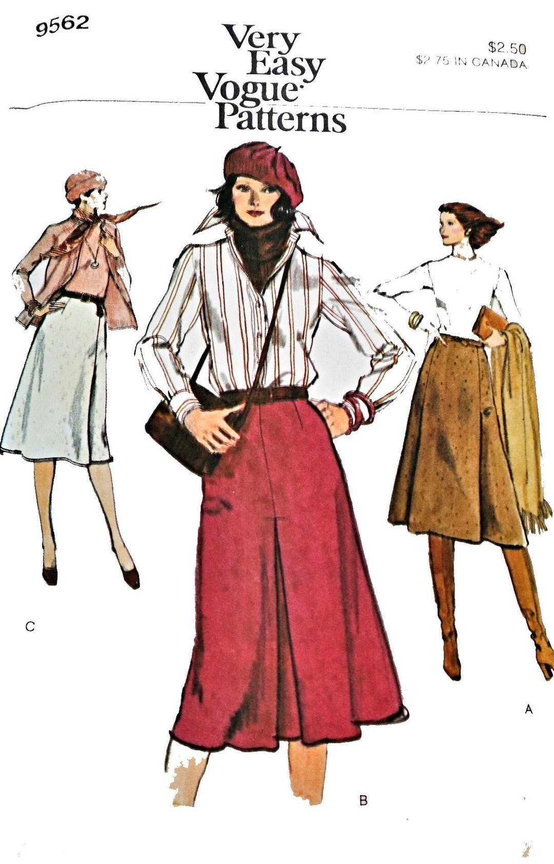 Vintage 1990's Vogue Pattern #9562~misses A-line Skirts W Pleat ...