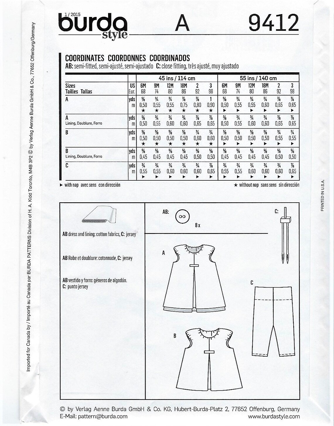 BURDA STYLE KIDS Pattern 9412toddler Dresses and - Etsy