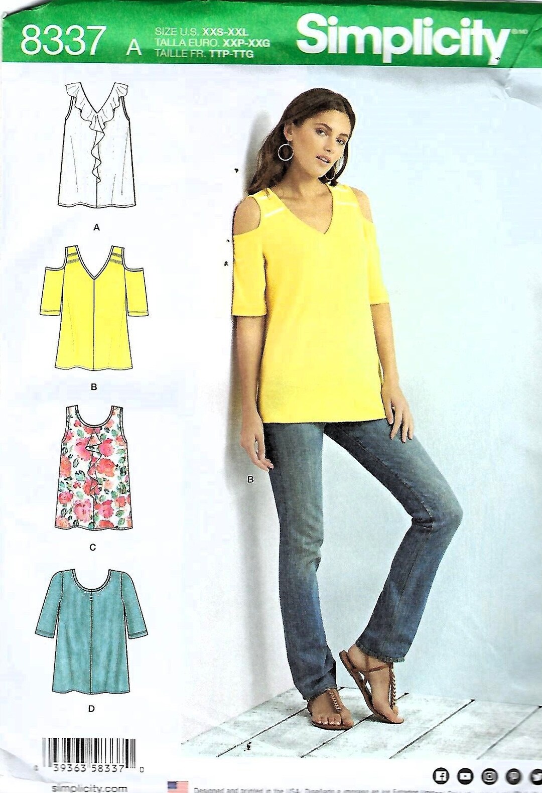 Simplicity Pattern #8337~misses' Knit Tops With Bodice and Sleeve ...