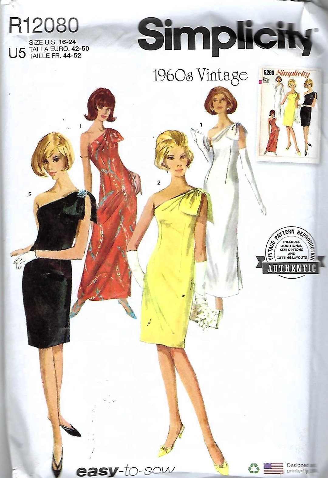 Simplicity Easy-to-sew Pattern #9916/r12080~1960s Misses' Dress in Two ...