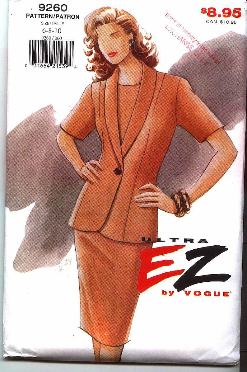 1995 New VOGUE ULTRAEZ PATTERN 9260 Size 6-10 Misses | Etsy