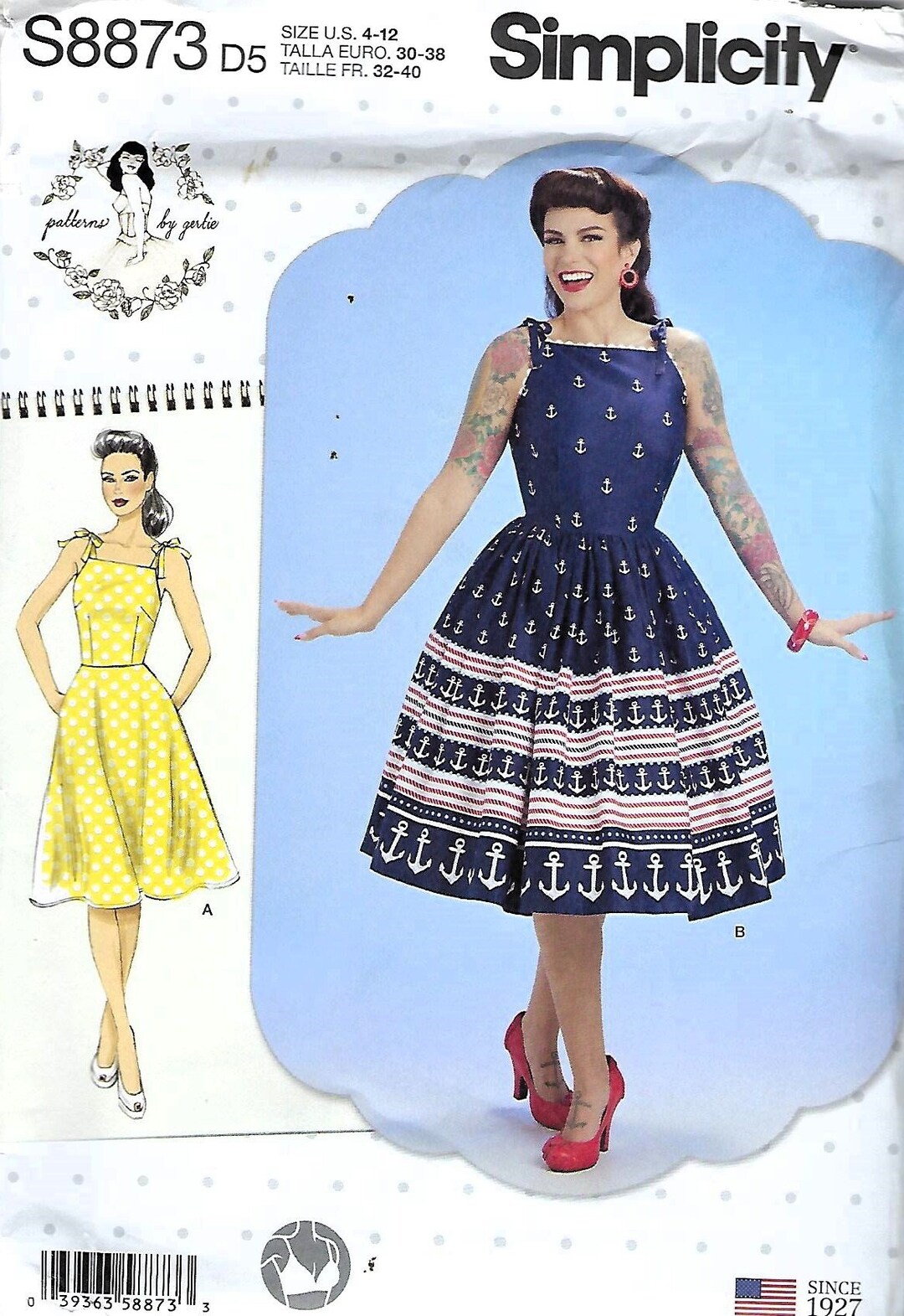 Simplicity Pattern #8873~patterns by Gertie Misses' Dress~camistyle, Full Skirt~misses Sz 4-12 ...