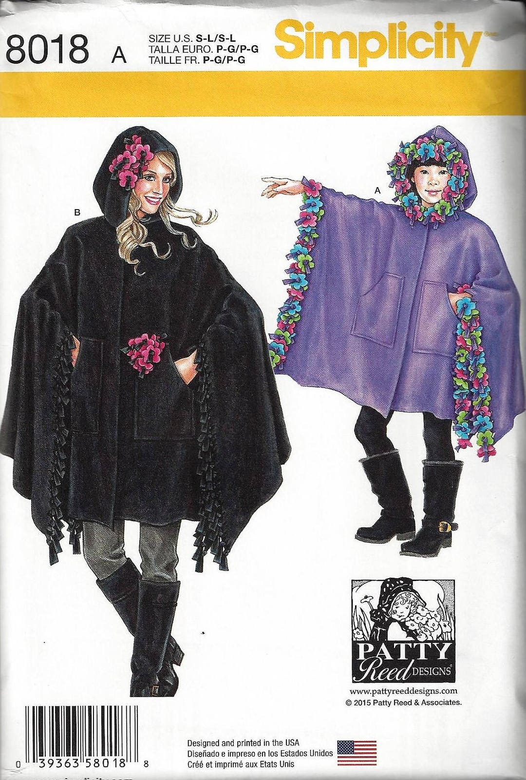 New Simplicity Pattern 8018 Child's, Girls' and Misses' Fleece Ponchos ...
