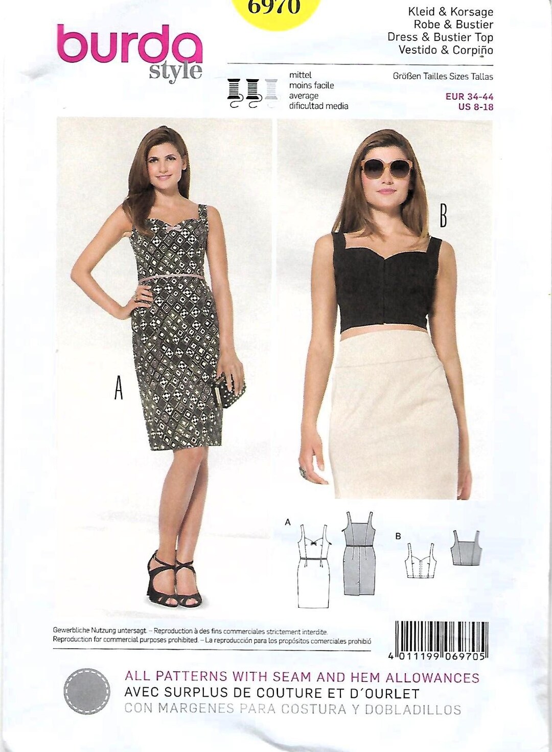 Burda Style Pattern #6970~feminine Retro Summer Dress and Bustier ...