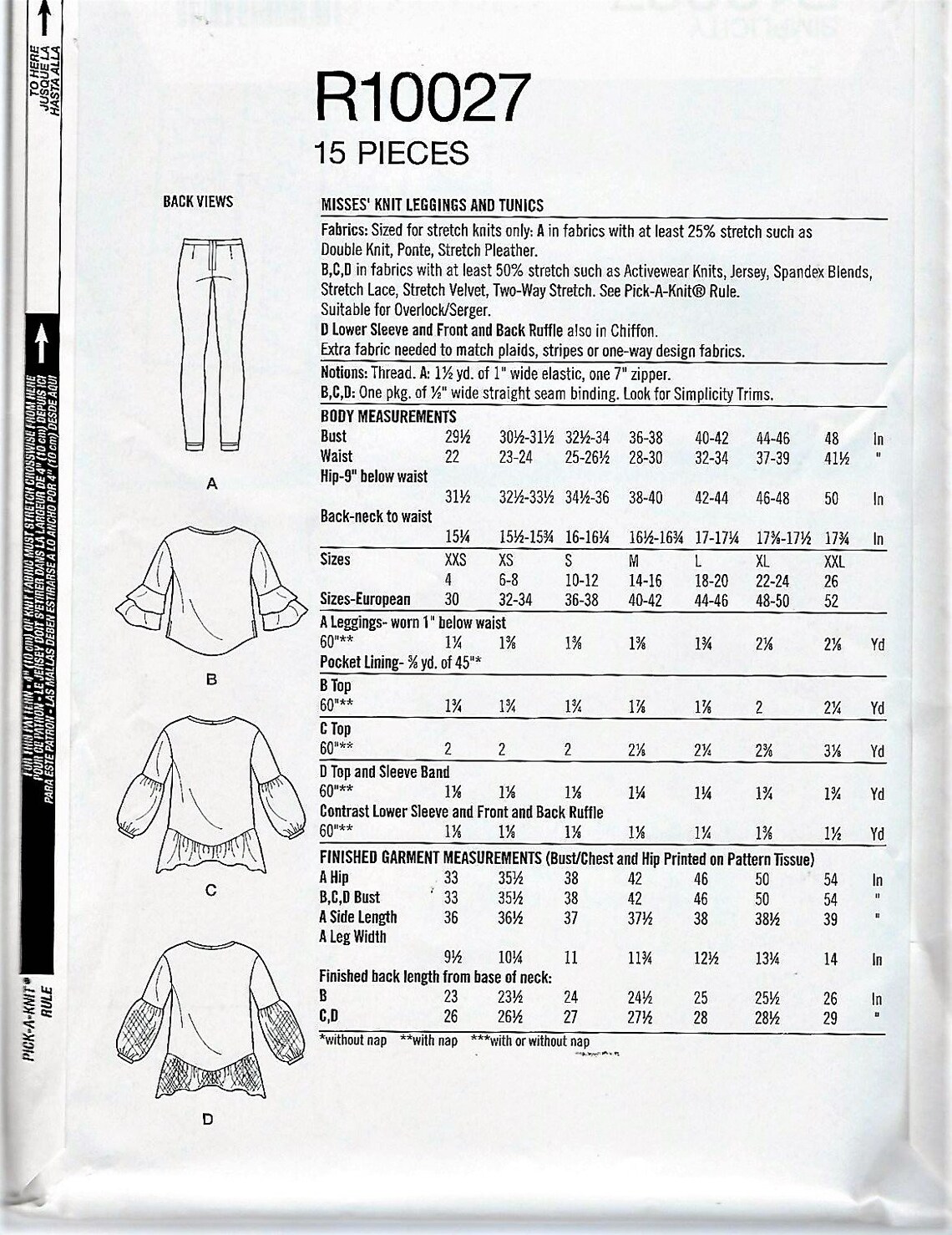 Simplicity Pattern 8793/r10027misses' Tunic With Knit | Etsy