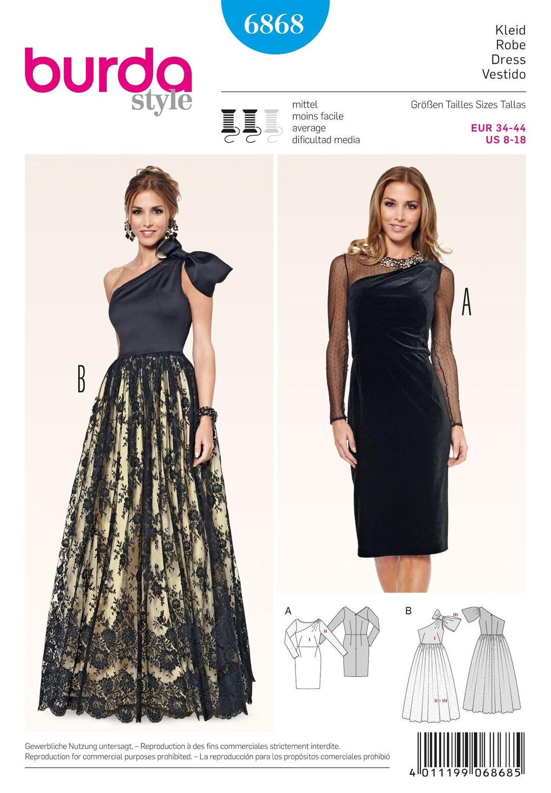 Burda Style Pattern #6868~misses Evening Gown or Cocktail Length~misses ...