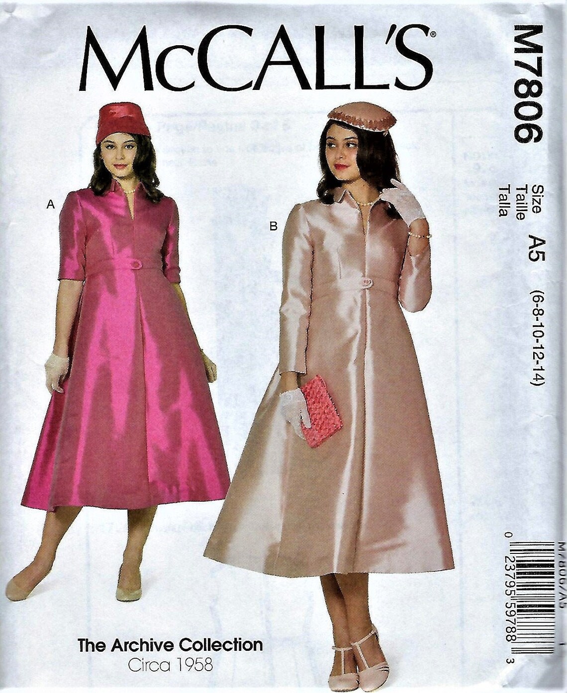 Mccall's ARCHIVE COLLECTION Patternm7806 Circa 1958 - Etsy