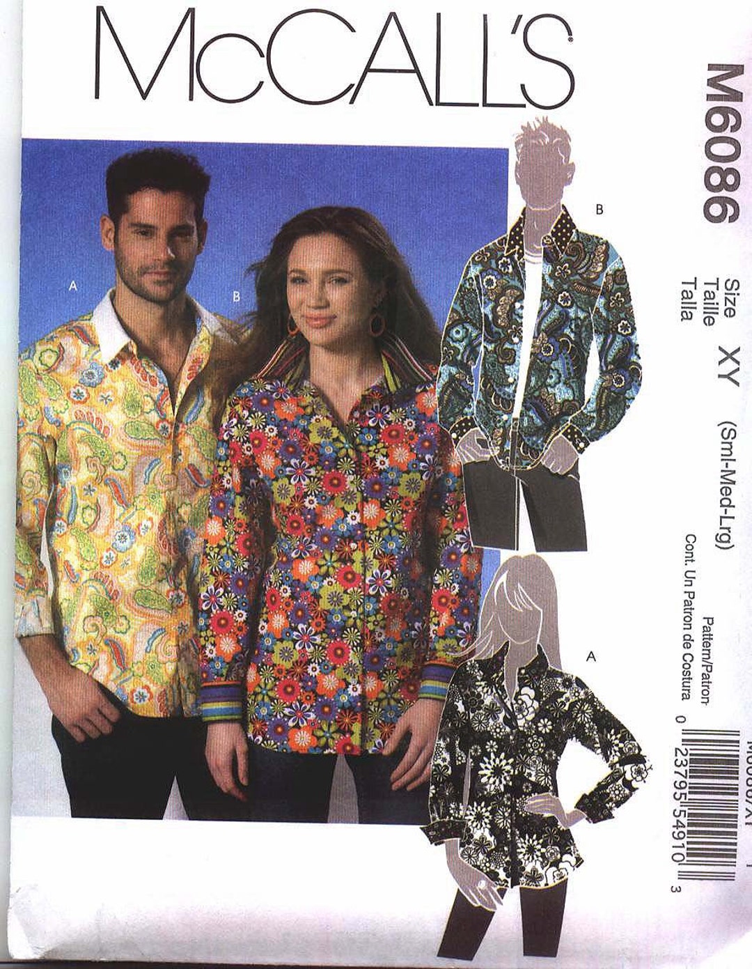 MISSES and MENS SHIRTS Mccalls Pattern M6086 Sz Xlg-xxlg Out of Print ...