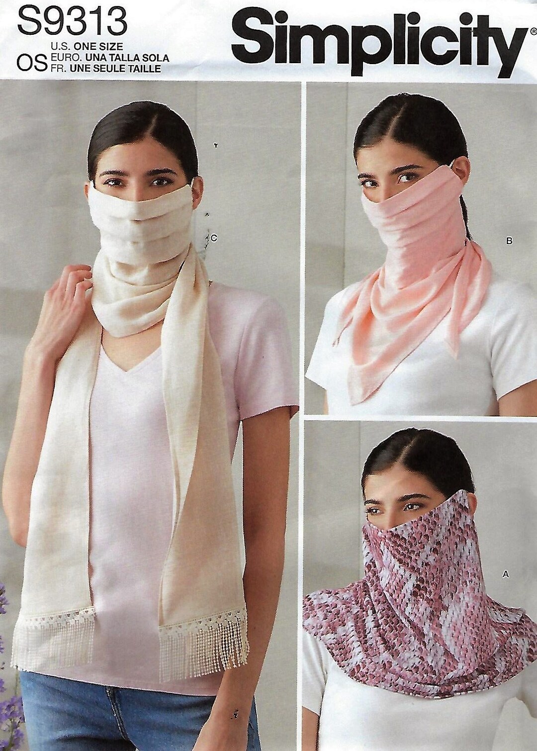 Simplicity Pattern #9313~fashion Face Covers~one Sz~uncut F Folds - Etsy