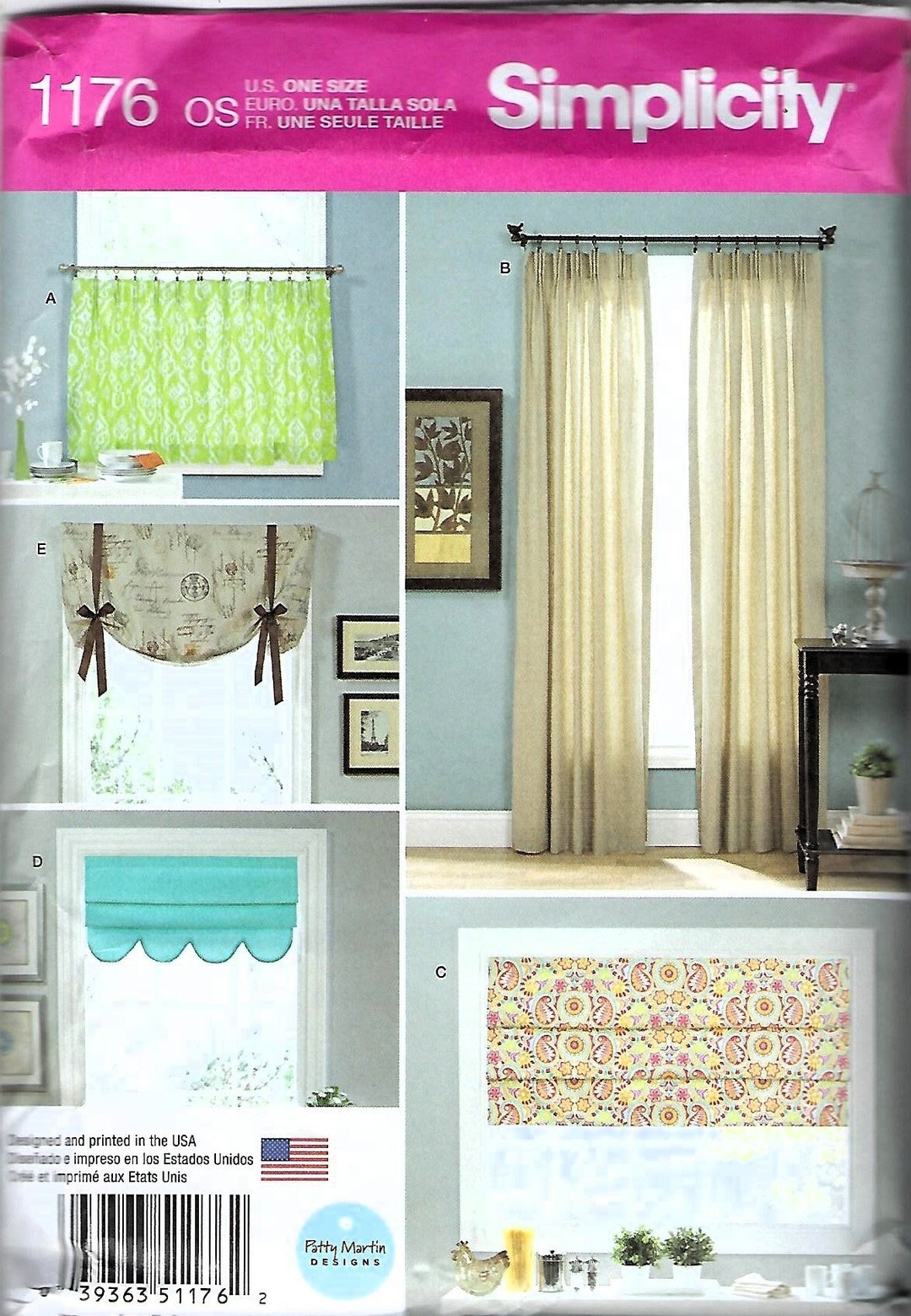 Simplicity Pattern 1176window Treatmentspanels,valances, Roman Shade ...